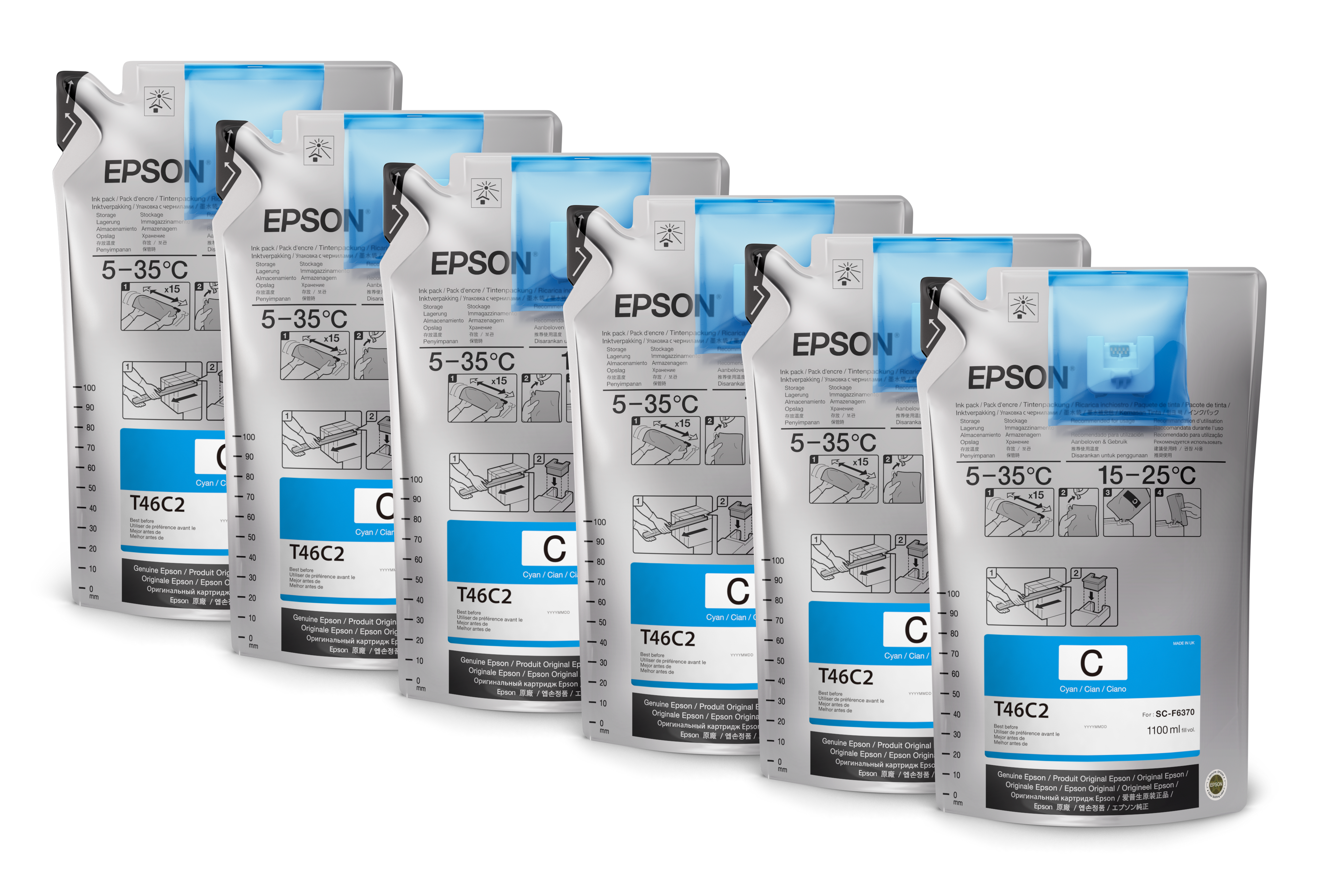 Epson UltraChrome DS Ink Bags: T46C220 Cyan 1100ml - 6 Pack. T46C220 ...